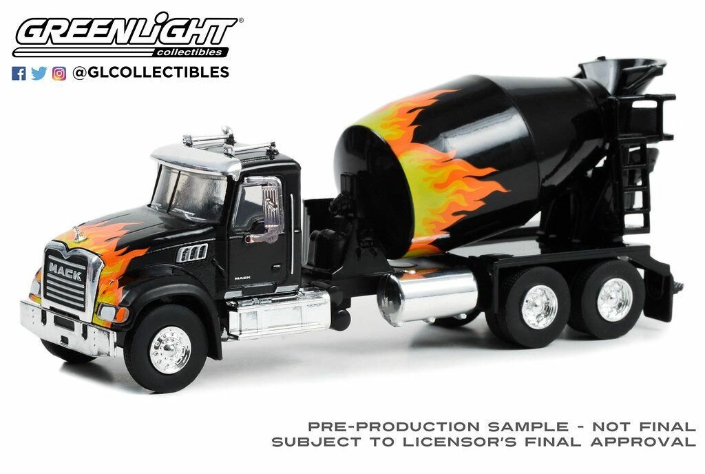 MACK Granite бетономешалка 2019 Black with Flames, масштабная модель коллекционная