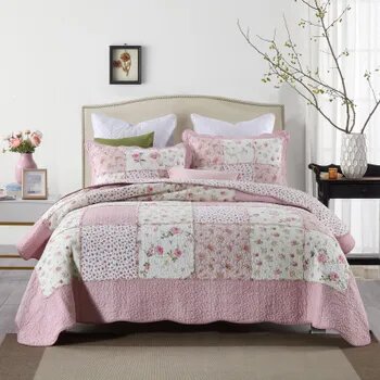 E GELAND Покрывало с наволочками patchwork quilts, Лавсан с размерами: 250 x 230 см