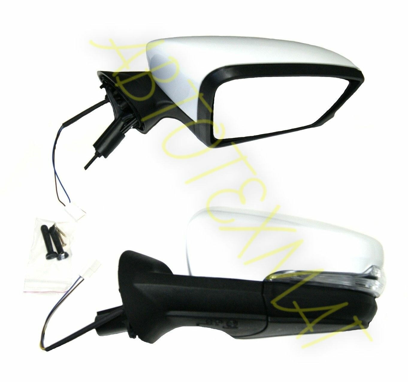 Зеркало боковое Лада Ларгус, Рено Логан, Дастер, Сандеро, комплект в стиле Гранта с повторителем поворотов. Белого цвета.