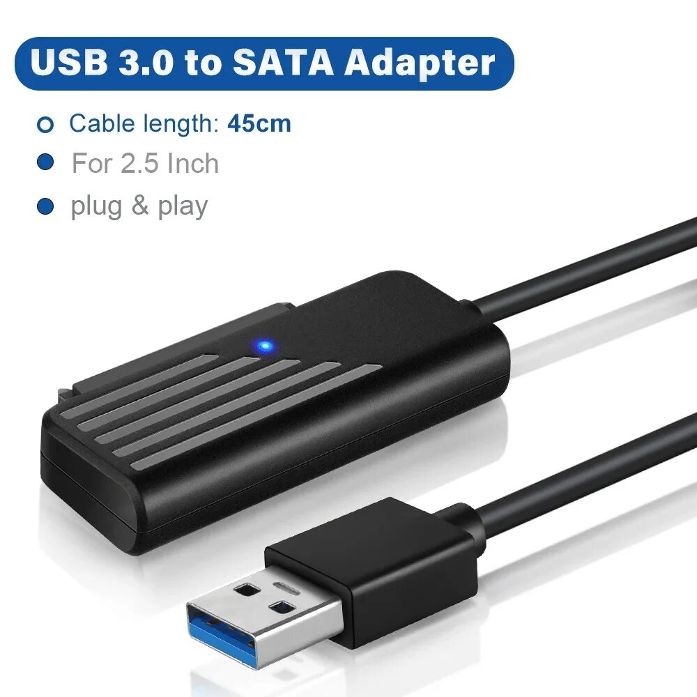 Кабель-переходник kebidumei USB 3.0 в SATA для 2,5-дюймового HDD/SSD 45CM USB to SATA