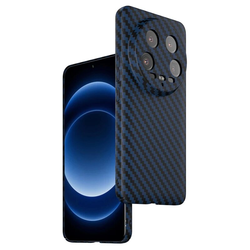 Чехол для Xiaomi 14 Ultra темно-синий, карбон