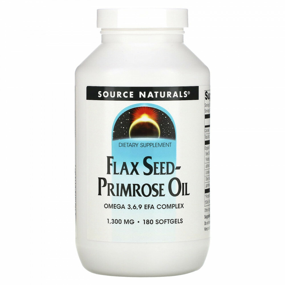 Source Naturals, масло семян льна и первоцвета, 180 капсул