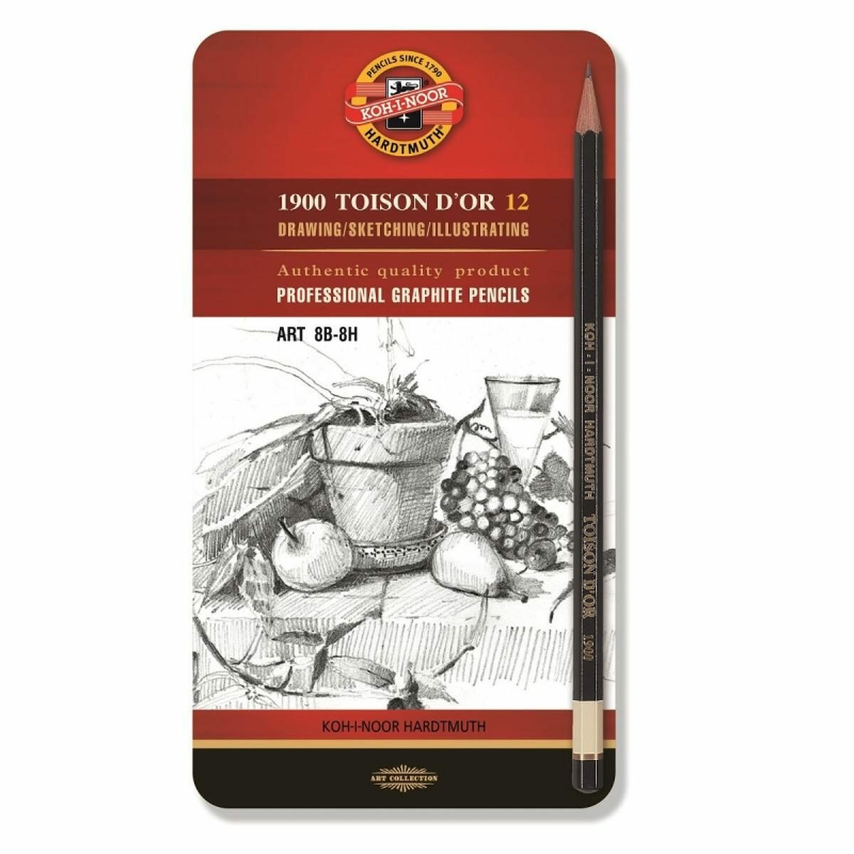 Набор чернографитных карандашей Koh-I-Noor Toison D'or (8B-8H, заточенные), 12шт. (1902012009PL)