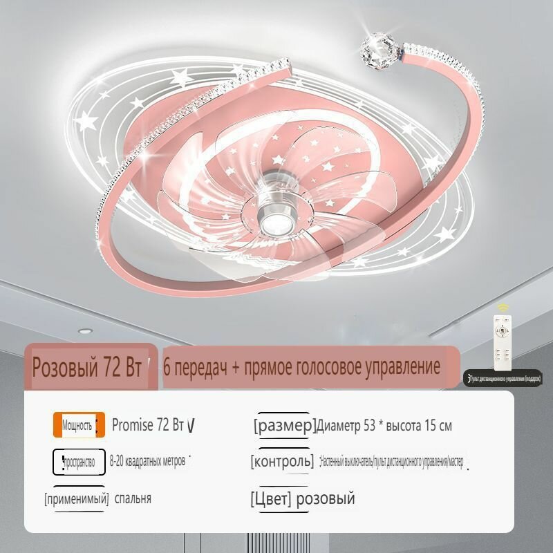 Люстра-Вентилятор LJHI, LED, 72Вт, IP55, дистанционное управление