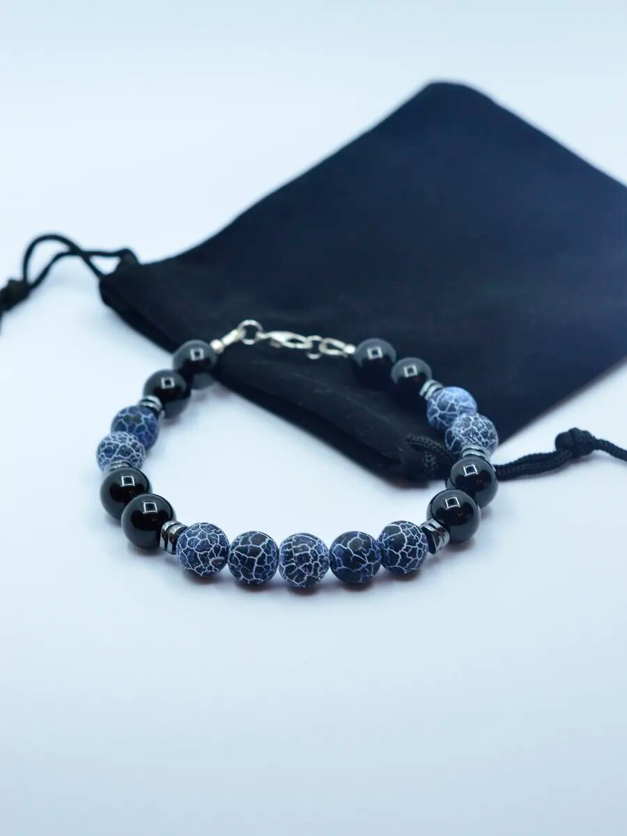 Браслет, агат, гематит