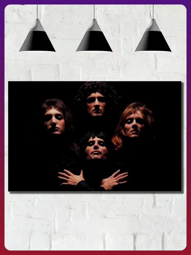 Картина интерьерная на дереве музыка Queen (Квин, Фредди Меркьюри, Роджер Тейлор, Брайан Мэй, Джон Дикон, винтаж, раритет, рок) - 6241220