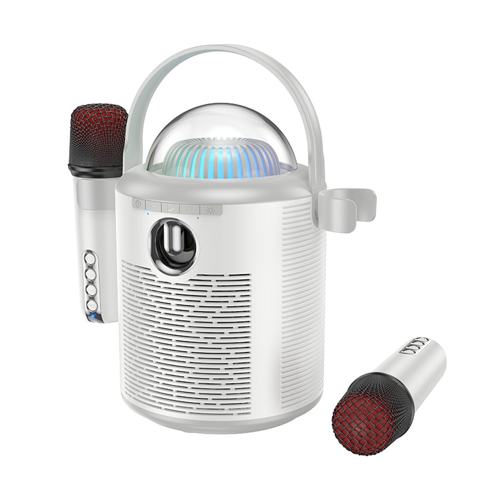 Портативная Bluetooth колонка с двумя беспроводными микрофонами, подсветка, BT 5.1, акустические эффекты, 10 Вт.