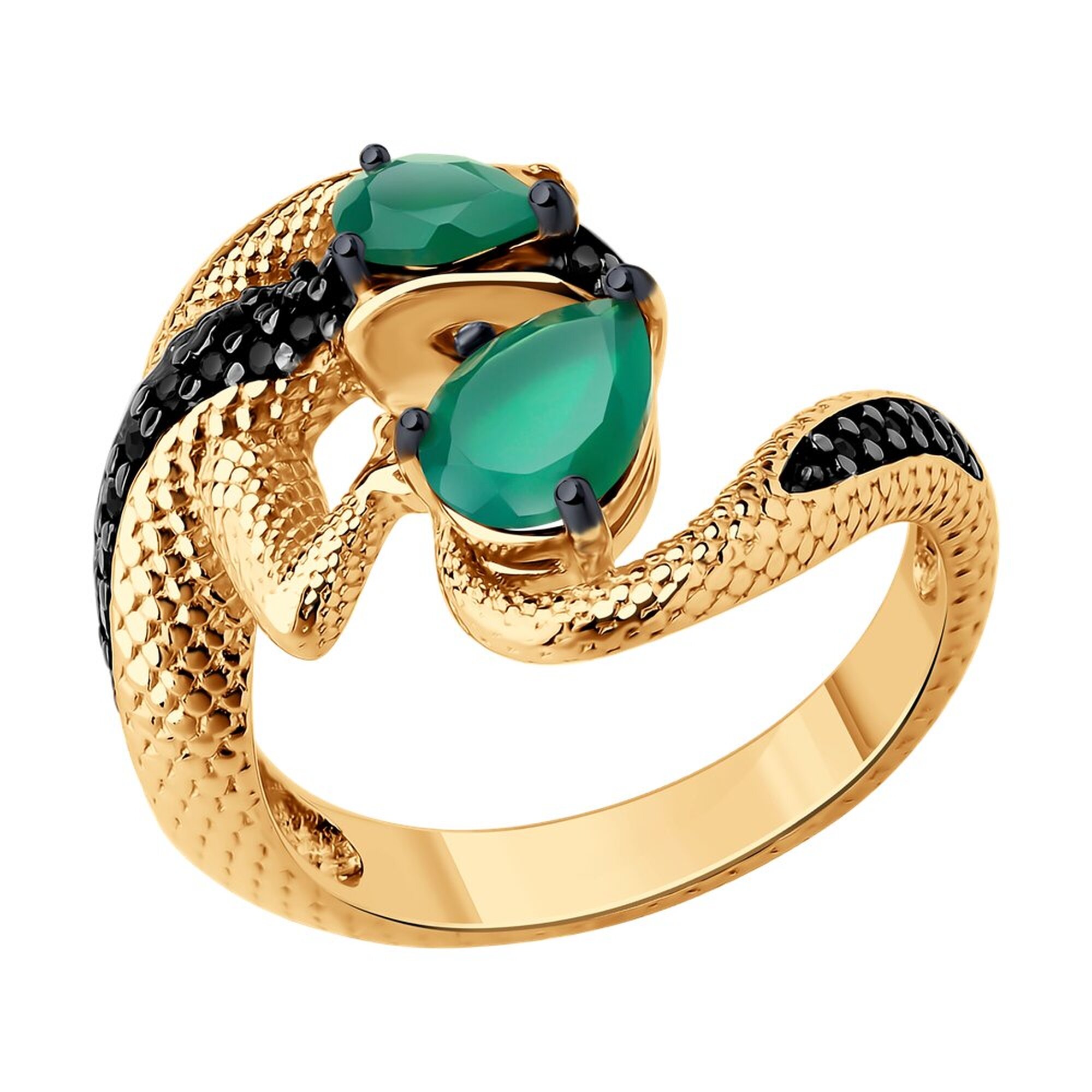 Кольцо, серебро, 925 проба, золочение, агат, фианит