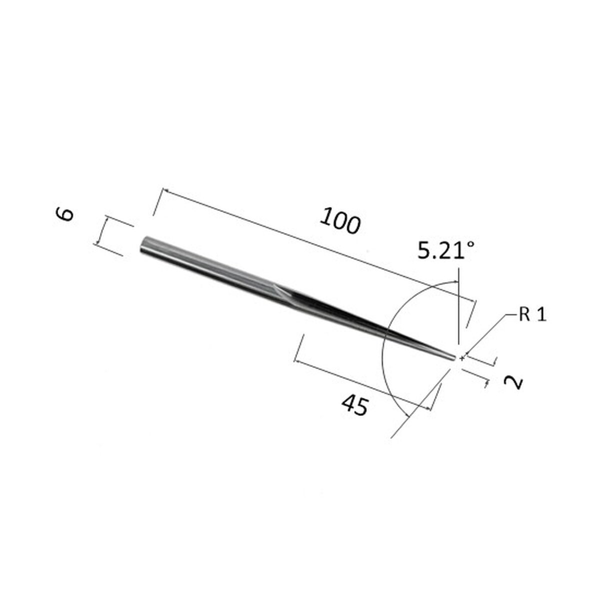 Фреза DJTOL N2ZXJQ64520100 прямая двухзаходная конусная сферическая (по дереву, композиту (АКП), пластику)
