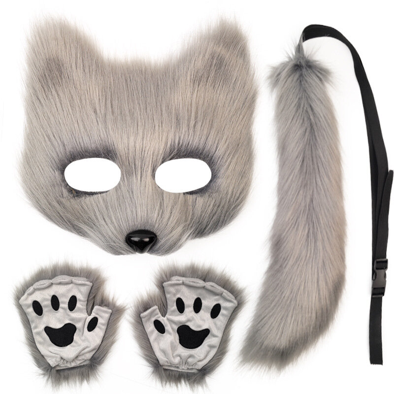 Набор масок лисы "Хэллоуин", имитация плюшевого хвоста, перчатки, костюм