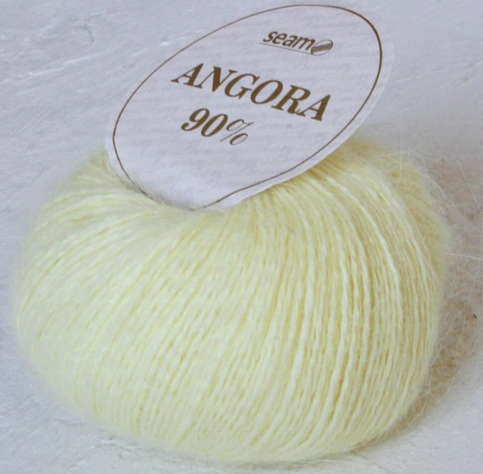 Пряжа Angora 90% Seam цвет 14 светло-желтый, 10шт*(112м/25г), 90% пух ангорского кролика 10% мериносовая шерсть