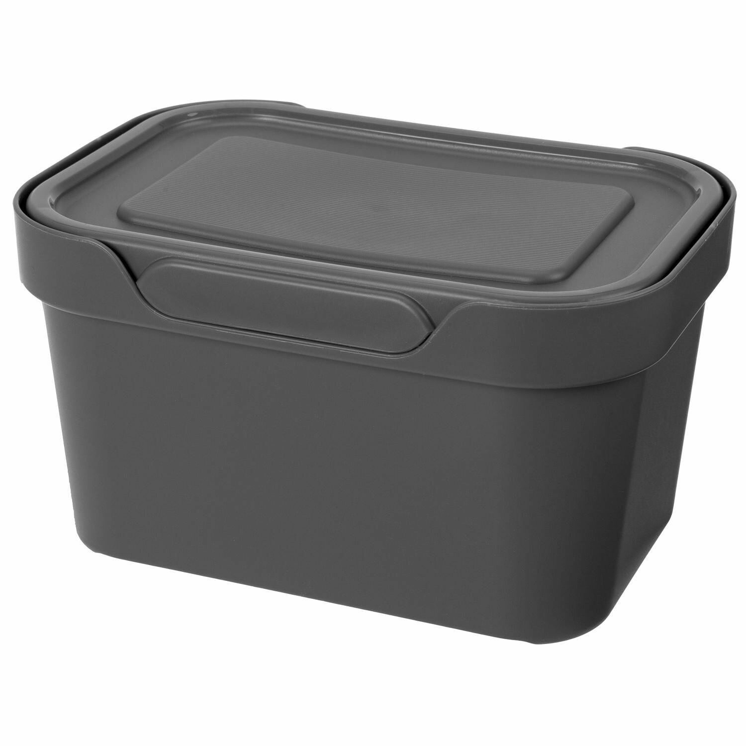 Ящик для хранения Бытпласт "Luxe", с крышкой, универсальный, 189х132х110 мм, 1,9 л, серый