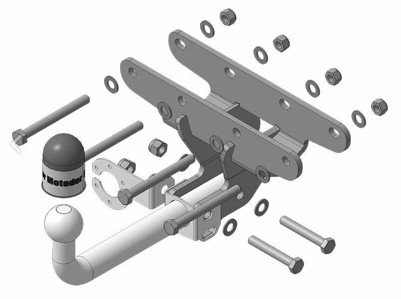 Фаркоп для Jeep Wrangler 2007- (без электрики, паспорт и сертификат в комплекте) Motodor.95201-A