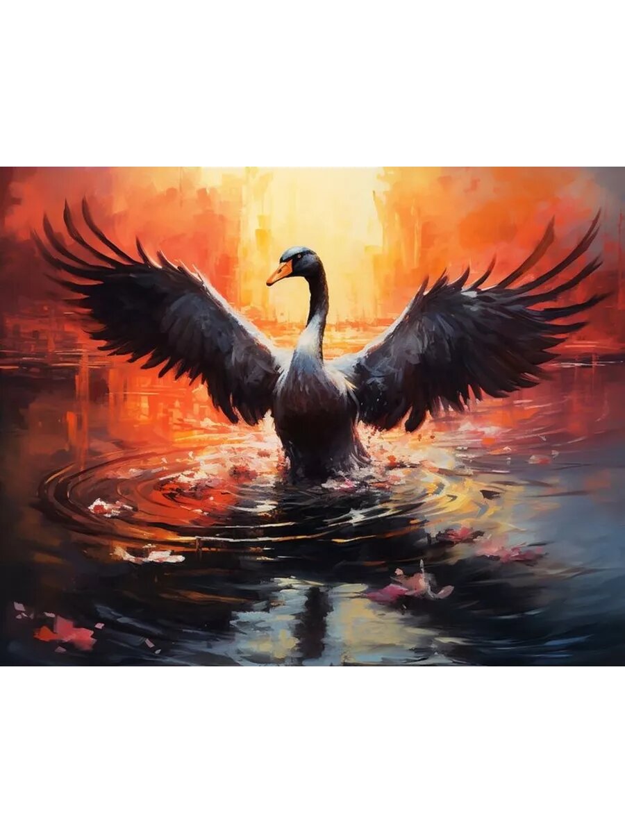 Картина по номерам Черный лебедь (х. Яковец Е.) 40х50 см