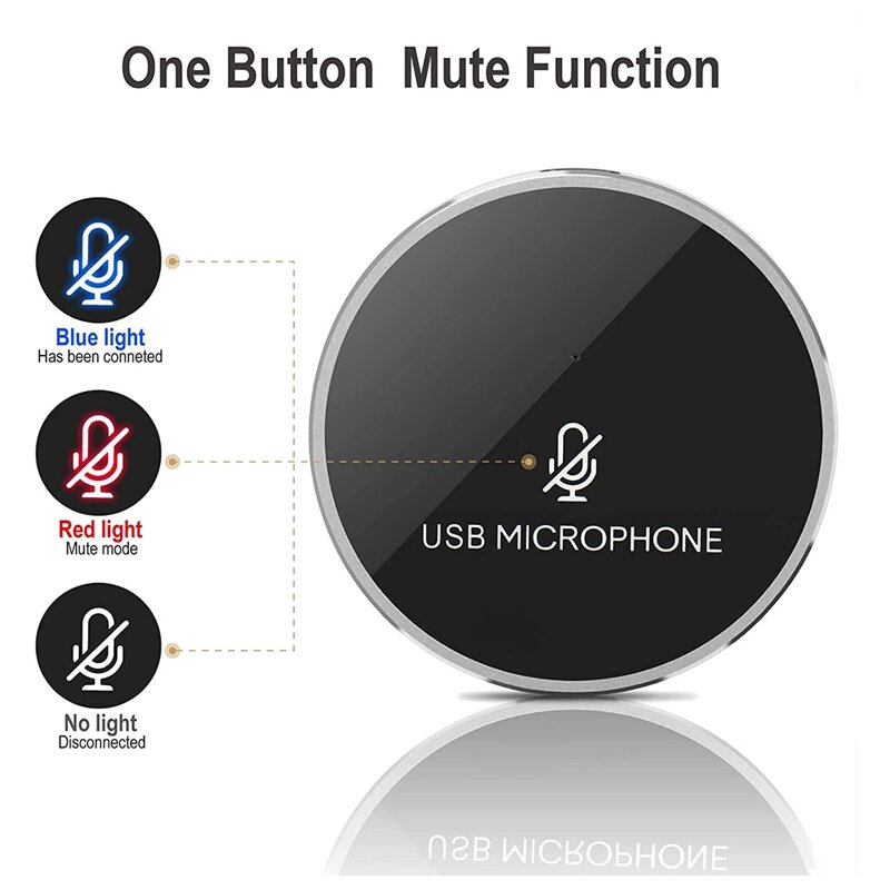 Микрофон для конференций, портативный USB-микрофон для компьютера, поддержка наушников 3,5 мм, всенаправленный стереомик