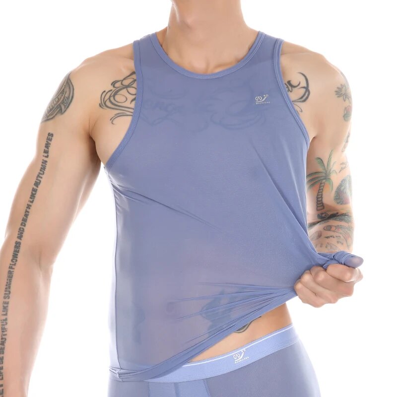 Мужская майка WJ из ледяного шелка, синяя, 3XL