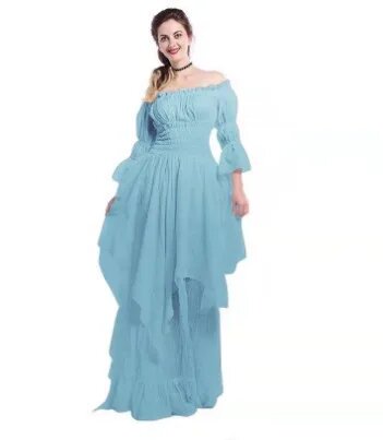 Эльфийское платье-сорочка Хлопок XXL, Голубой, Light Blue