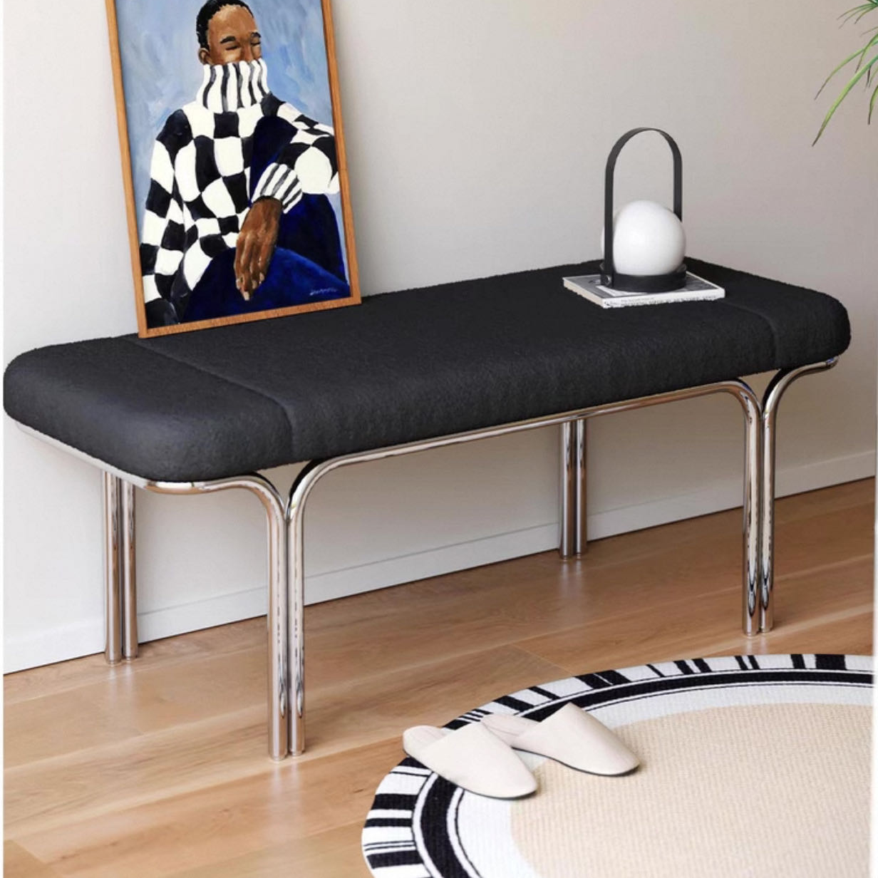 Интерьерная банкетка на металлических ножках Ravel (черный)