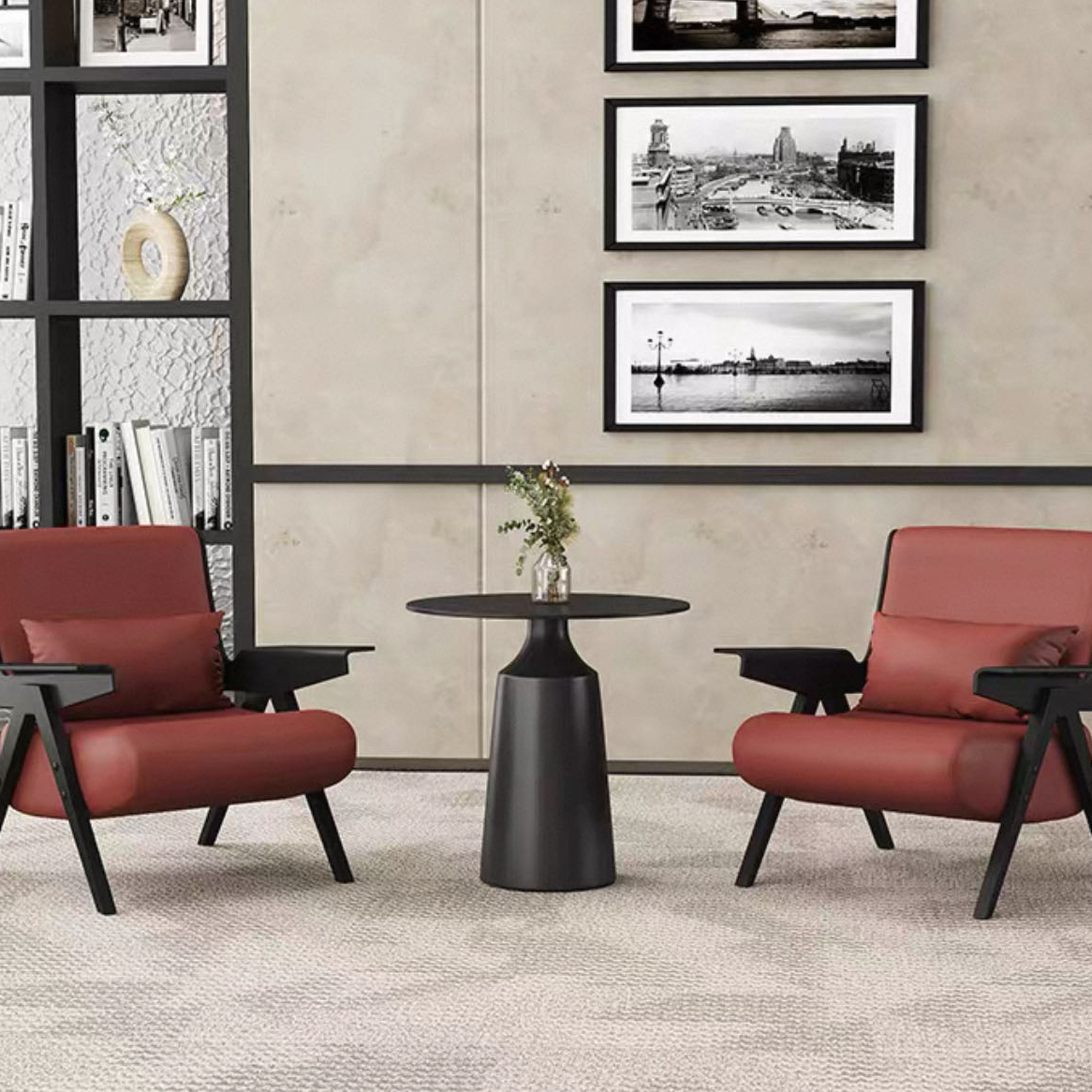 Интерьерное кресло на деревянной основе Cruziot (искусственная кожа / красный)