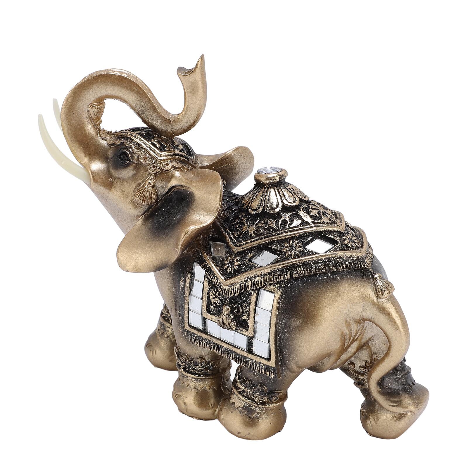 Декоративная статуя слона из синтетической смолы, изысканная работа, декоративная скульптура слона для гостиной, средний размер (11x6x11 см / 4,3x2,4x4,3 дюйма)