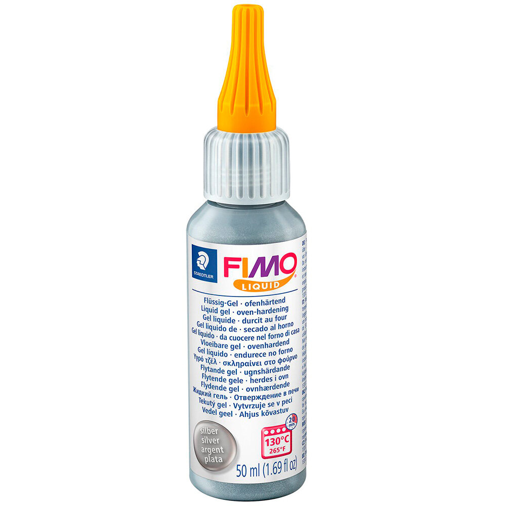 Гель декоративный запекаемый Fimo Liquid, 50 мл, серебро.