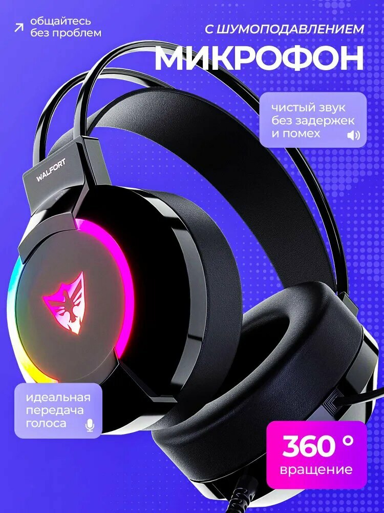 Наушники игровые проводные с микрофоном для компьютера / Игровая гарнитура NI2-4