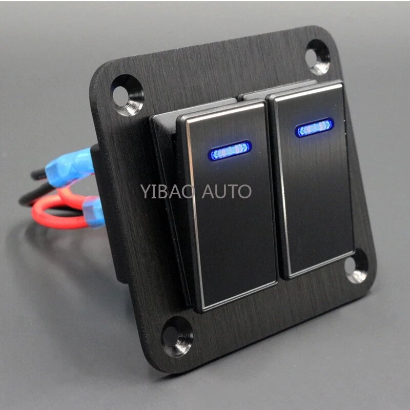 Панель переключателей для автомобилей, лодок, автодомов, фургонов, 4 набора, светодиодный светильник ка, переключатель, синий, черный, D 2 gang black