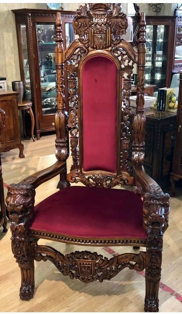 Кресло Трон CLKC-M Lion King Индонезия из массива красного дерева 180х70х90см.