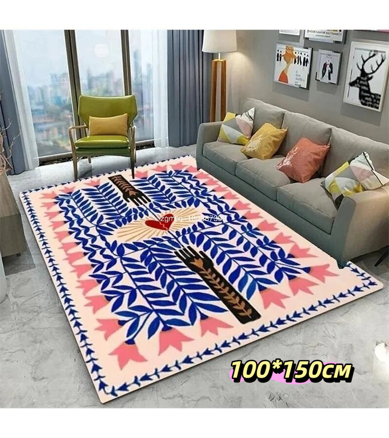 Древнеегипетский красочный абстрактный нескользящий ворсистый ковер 1х1,5м / декоративные коврики для спальни и гостиной