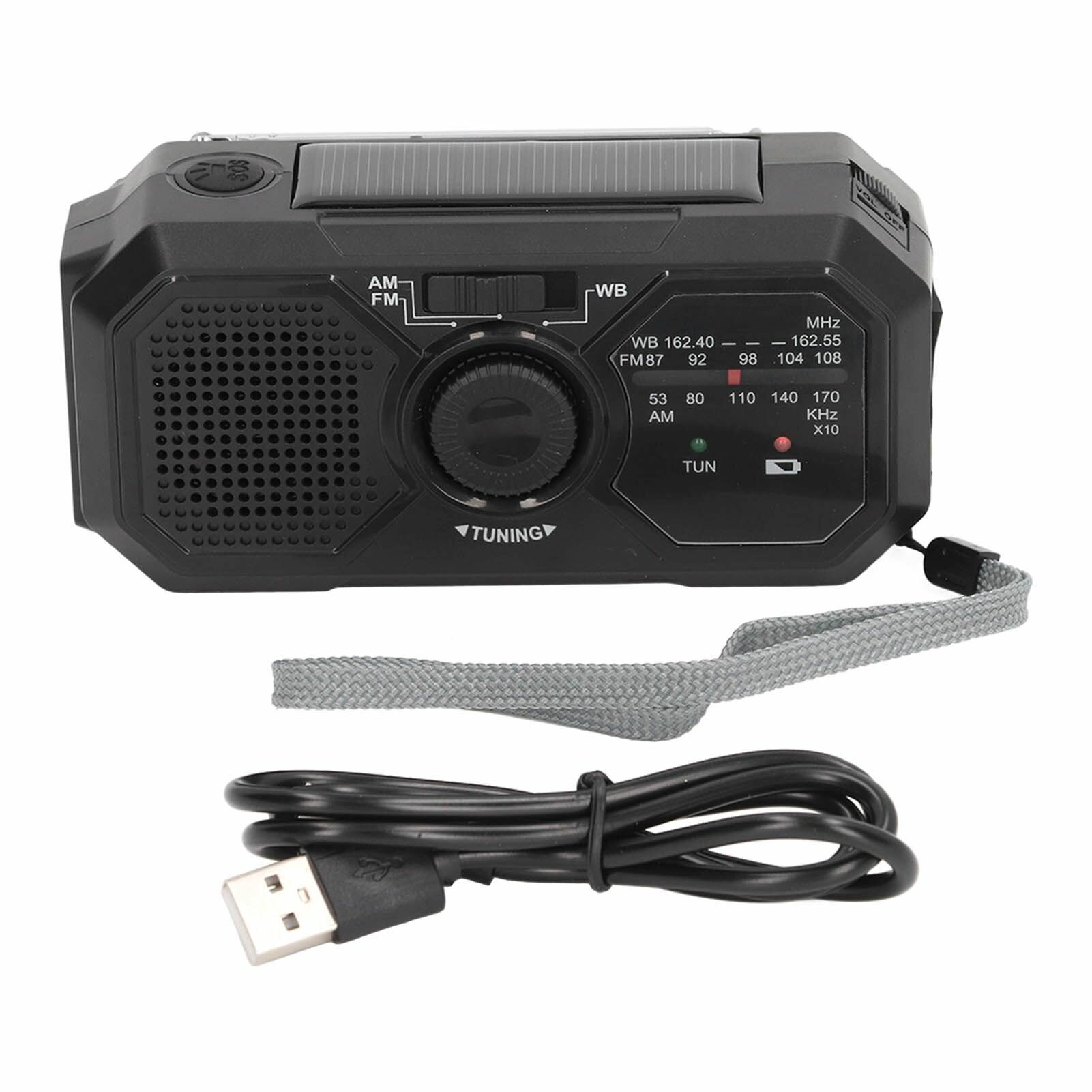 Портативная аварийная радиостанция NOAA с ручным приводом, многофункциональная наружная радиостанция для выживания с фонариком и зарядкой через USB