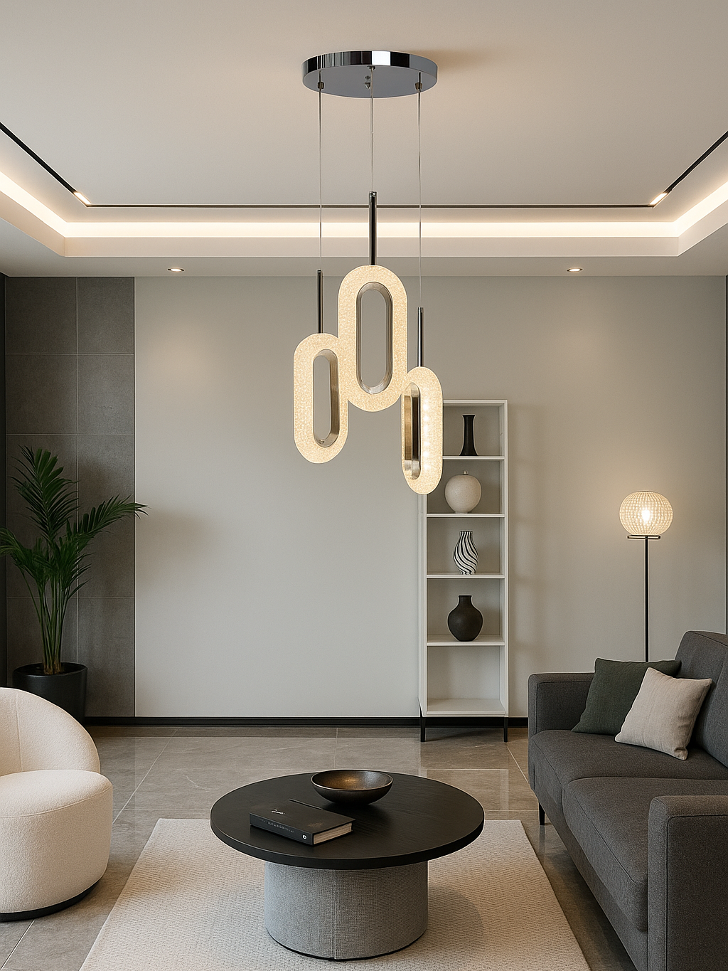 Подвесной светильник Sofitroom Sofia, LED светильник потолочный, 3 плафона на круге, металл хром, люстра светодиодная