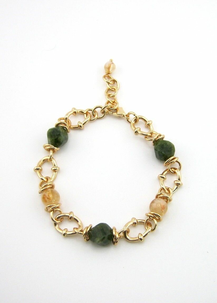 Браслет, цитрин, нефрит