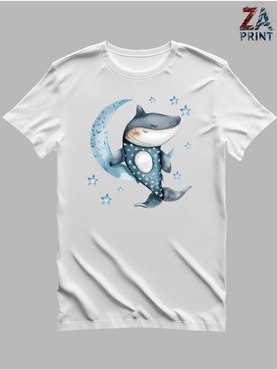 Футболка акула с луной