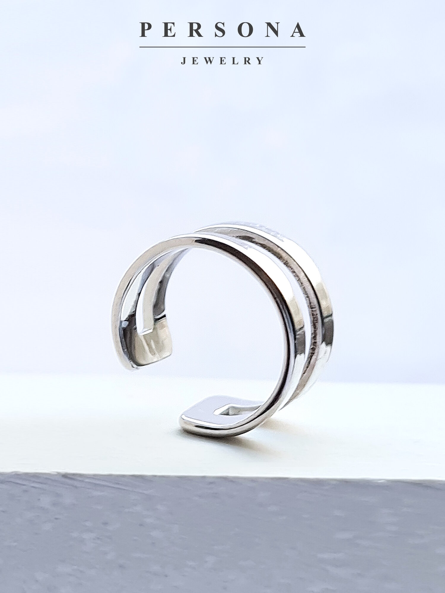 Кафф ПЕРСОНА, серебро, 925 проба, родирование