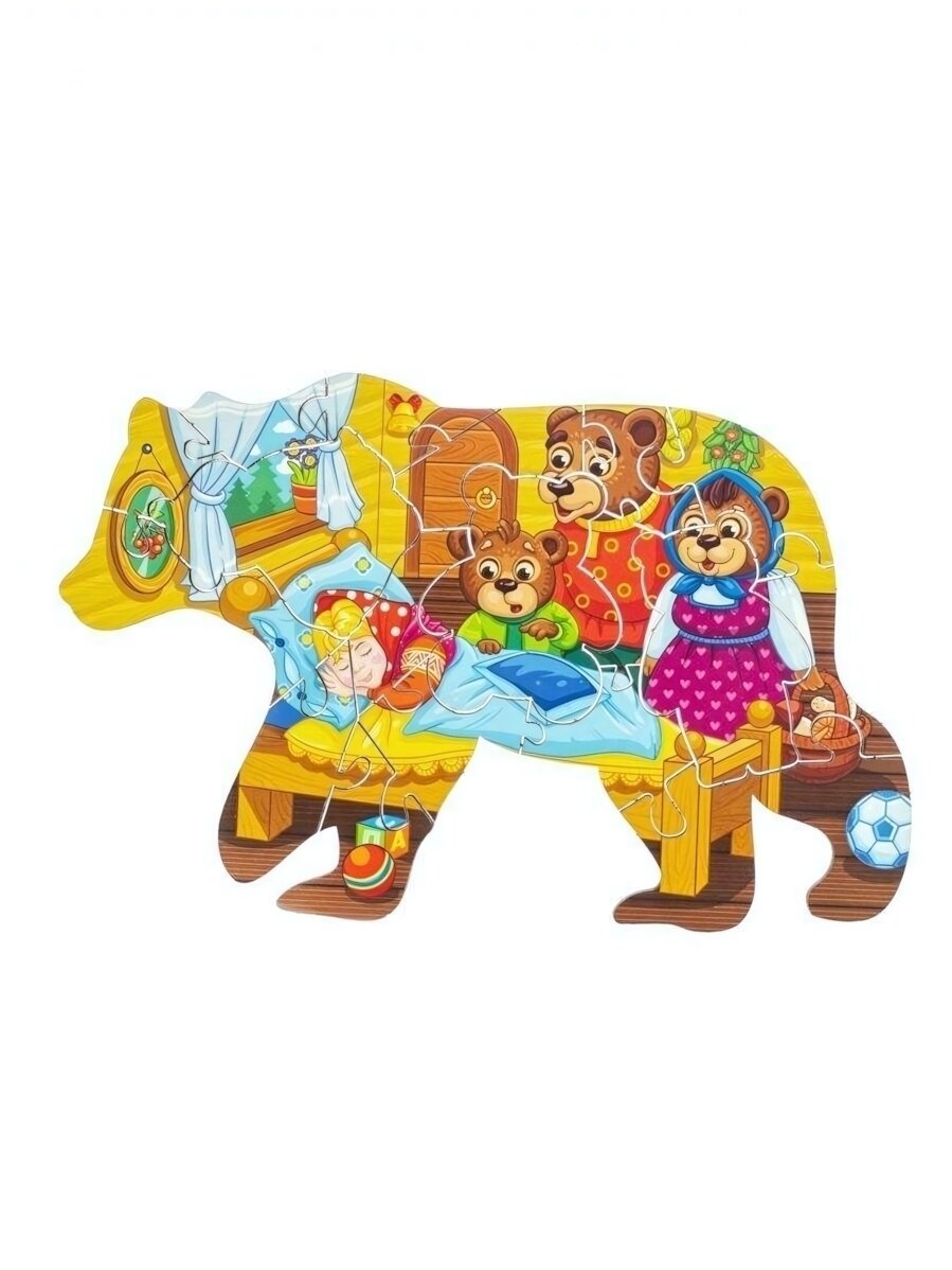 Пазл «Три медведя», 18 деталей, яркая сюжетная игра для малышей