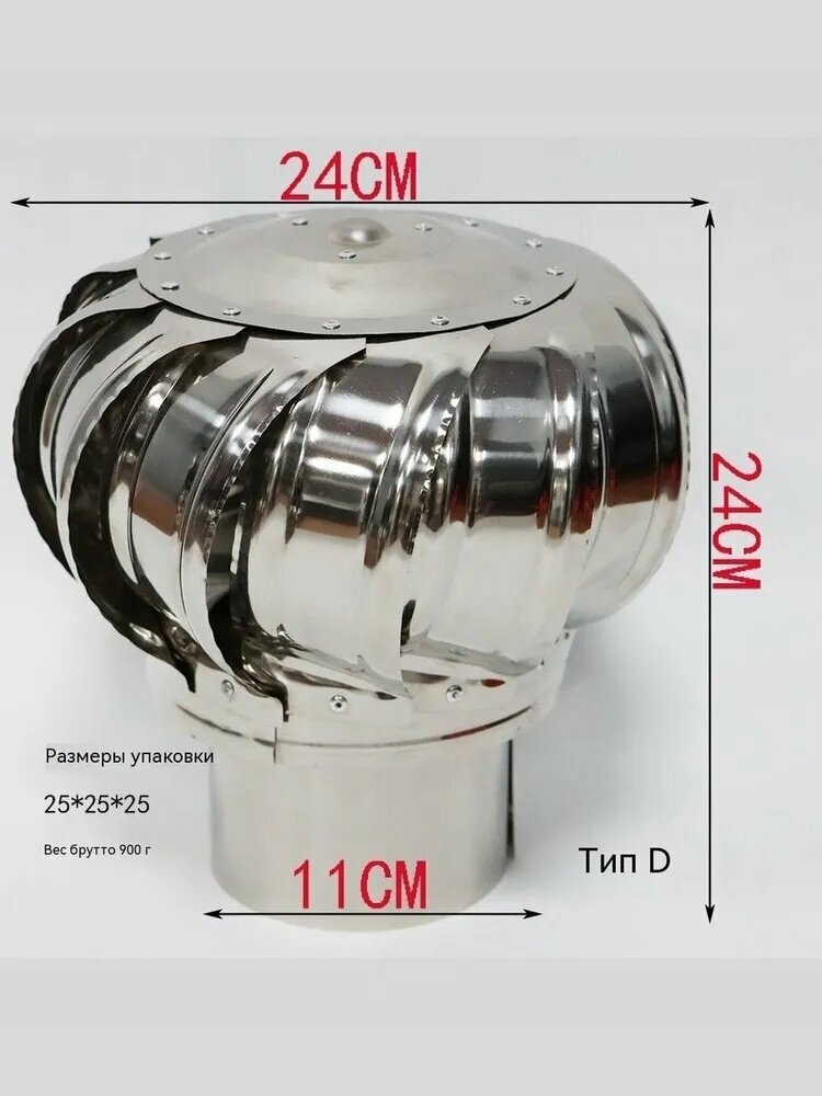Турбинный дефлектор для вентиляции из нержавеющей стали, 110 мм