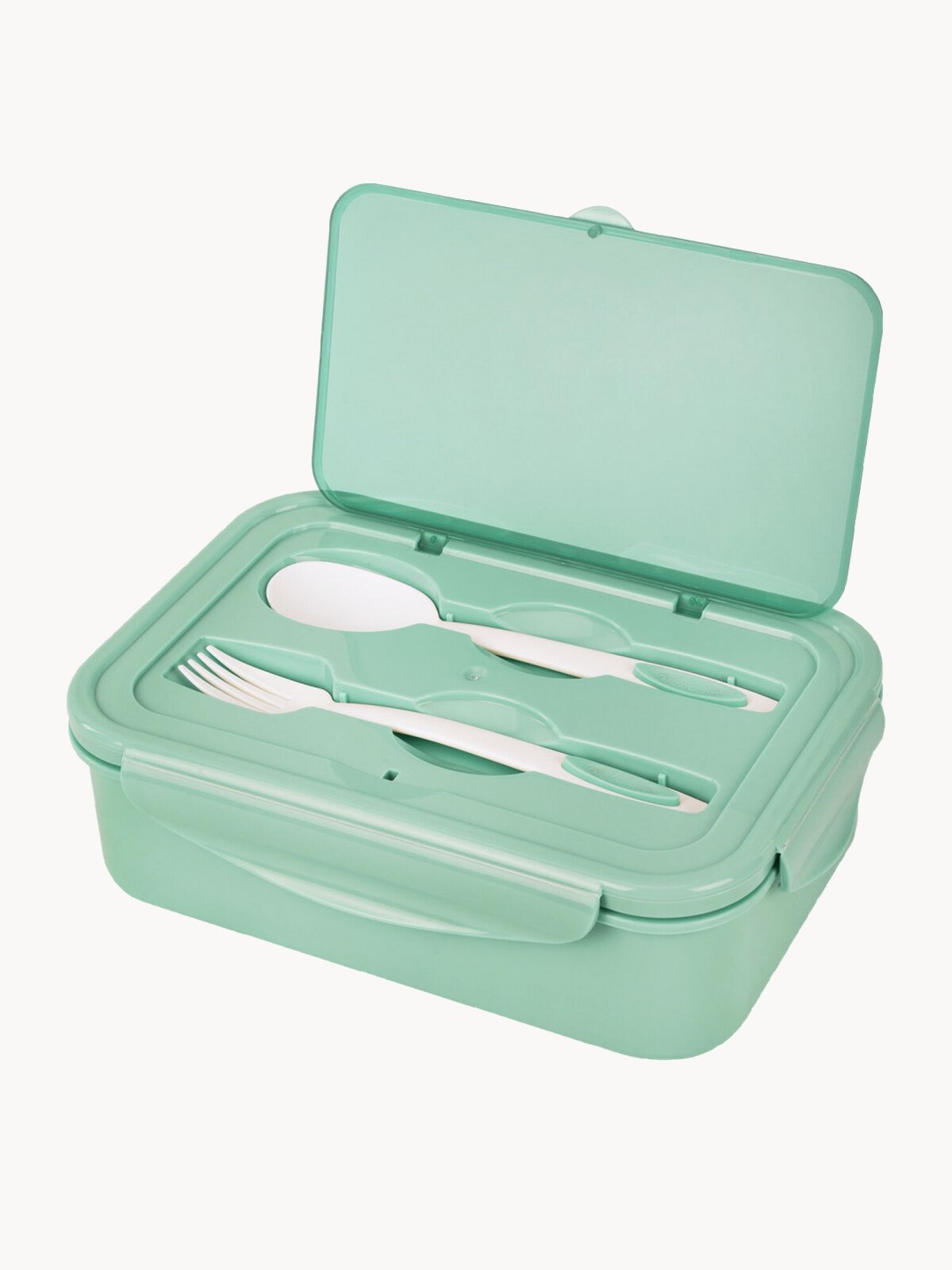 Ланч бокс "Школьный", герметичный с приборами и разделителями, пластик, зелёный, 1764мл,