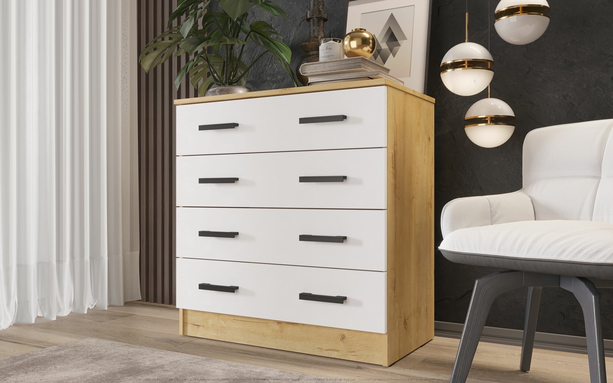 ЛДСП Комод К800 Дуб вотан-Белый гладкий (Эра)