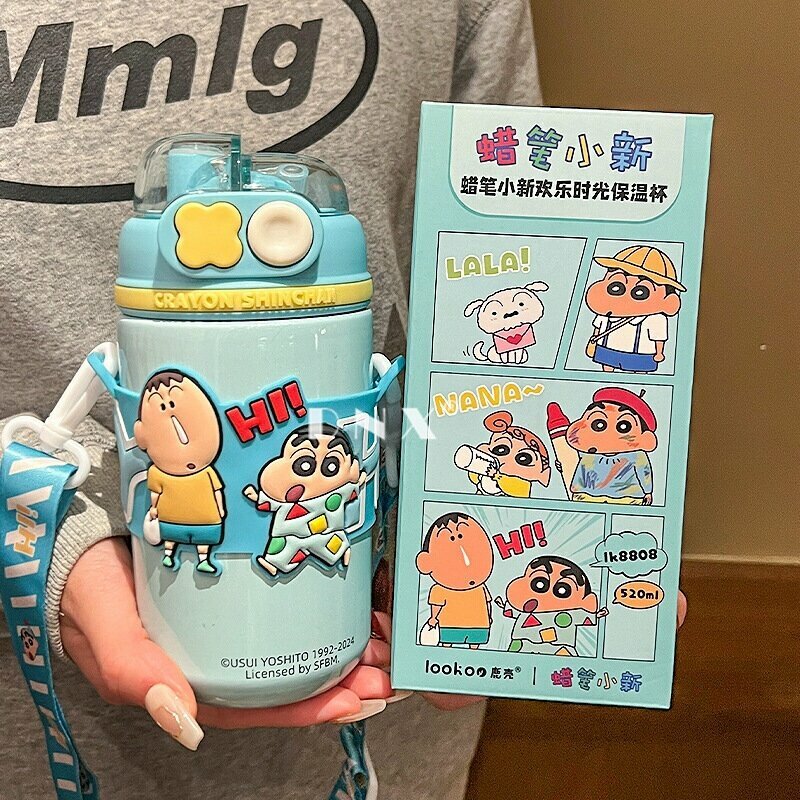 Мультяшная детская чашка для воды Crayon Shin-chan термос из нержавеющей стали большая емкость двойная чашка для питья милая девочка-студентка чашка