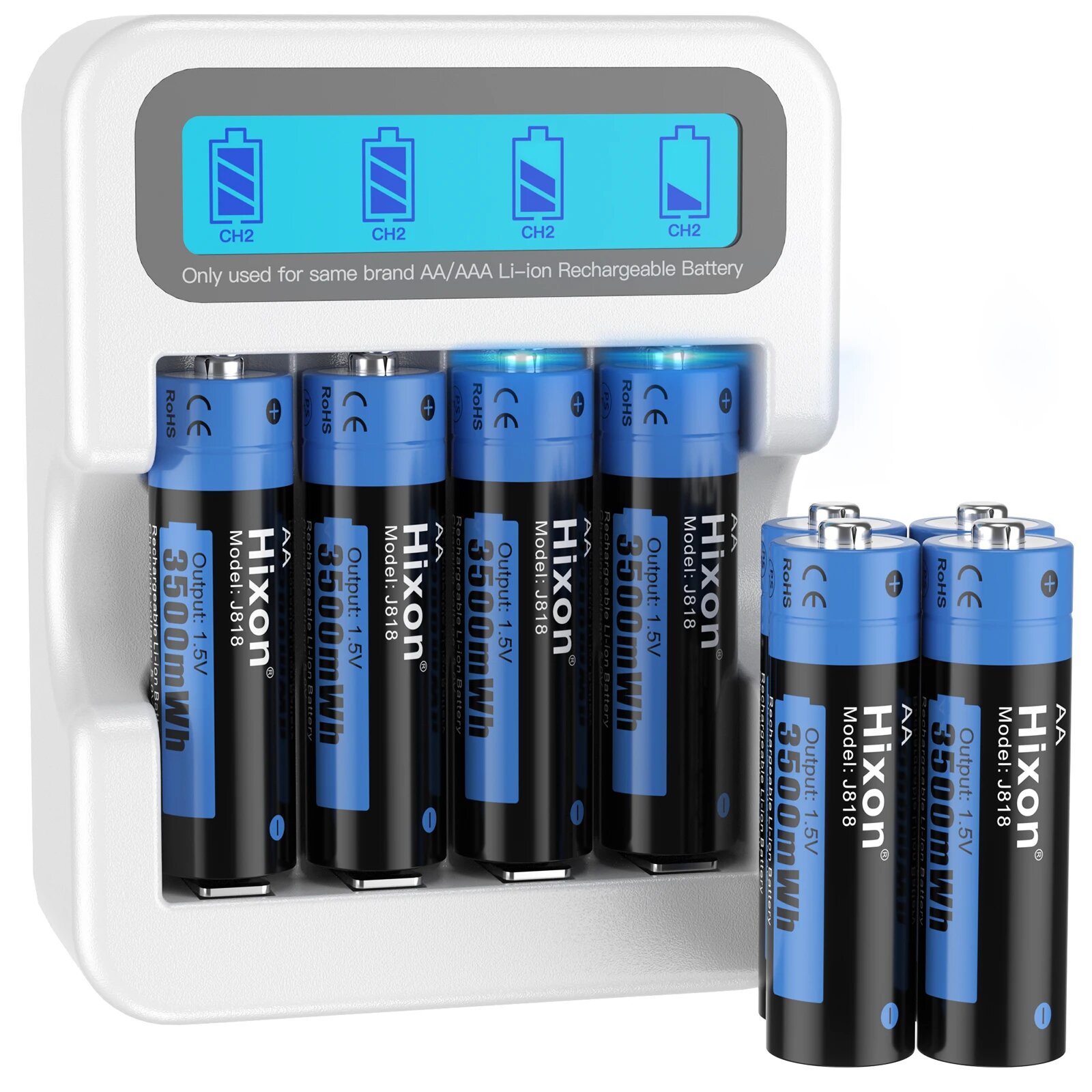 Hixon AA литиевая перезаряжаемая батарея 3500 мВтч 8pc battery SET