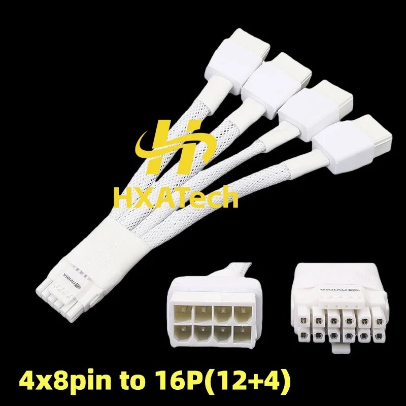 Адаптер 4x8pin на 16Pin (12+4) белый, 15cm