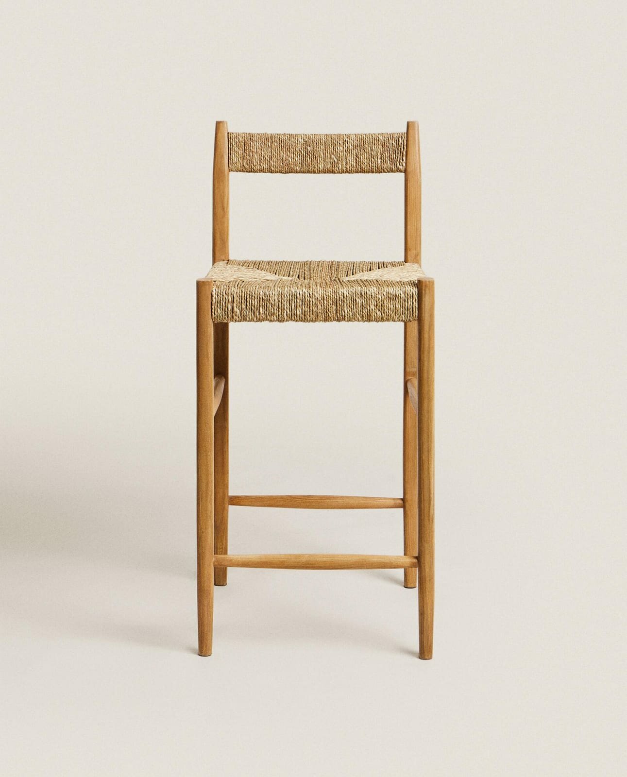 Стул ZARA HOME высокий деревянный табурет ясеневый, светло-бежевый, 91 x 40 x 40 см 3364/073/052-99