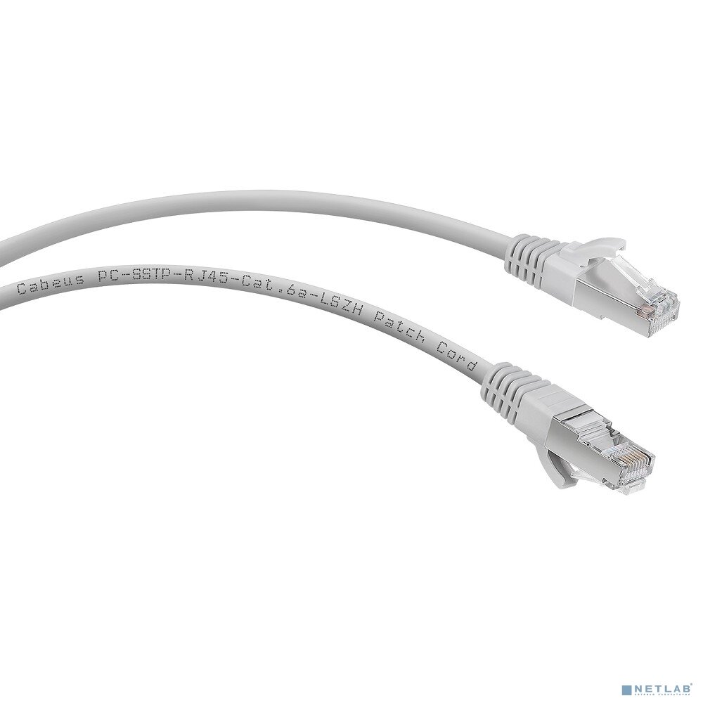 CABEUS PC-SSTP-RJ45-Cat.6a-1m-LSZH Патч-корд S/FTP, категория 6а (10G), 2xRJ45/8p8c, экранированный, серый, LSZH, 1м