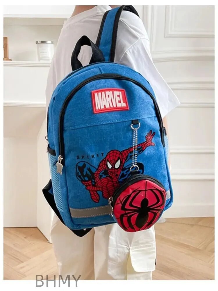 Рюкзак для мальчика Marvel Человек-паук синий с кошелеком, оксфорд, 30 см — фото 1