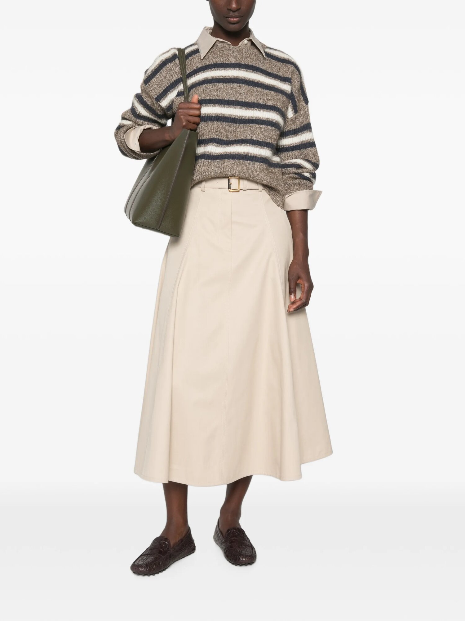 Свитер BRUNELLO CUCINELLI Striped crew-neck sweater, размер 44 — фото 1