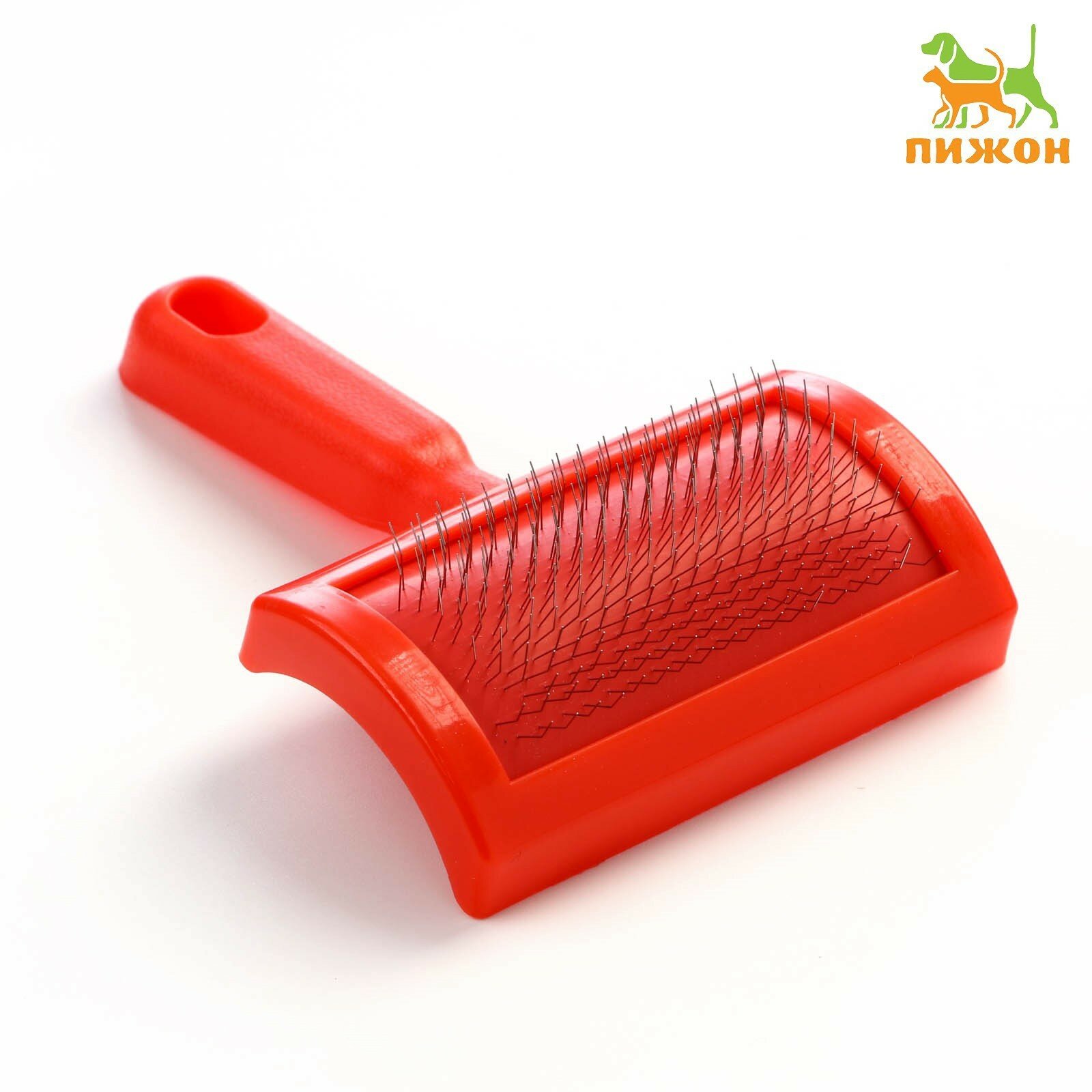 Пуходёрка средняя, 10×13 см, полукруглая, без капель, пластик, красная