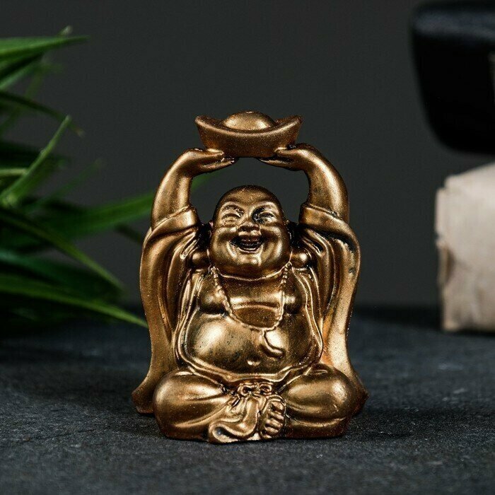 Статуэтка 'Хотей со слитком' бронза, 7х5х4см