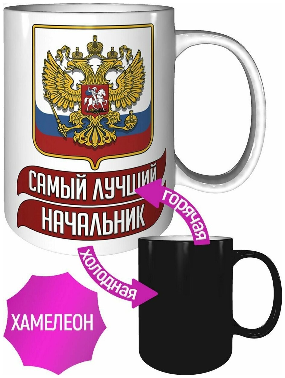 Кружка самый лучший Начальник - проявляющаяся при нагреве, хамелеон.