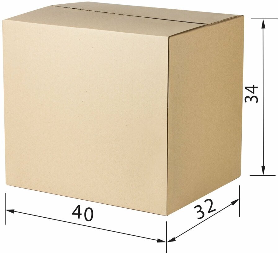 Гофроящик, длина 400 х ширина 320 х высота 340 мм, марка Т23, профиль В, FEFCO 0201 / ГОСТ, исполнение А, 10 штук, 440133