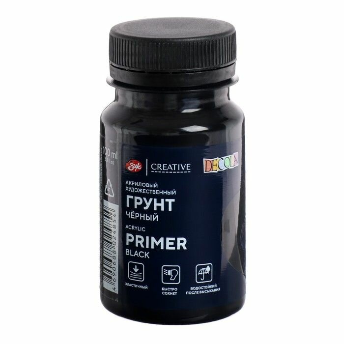 Грунт художественный акриловый Невская палитра черный, 100 мл, ЗХК Decola (9402575)